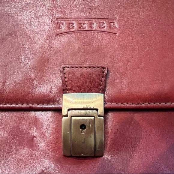 Texier | Bags | Texier Genuine Leather Cognac Brown Briefcase With ...